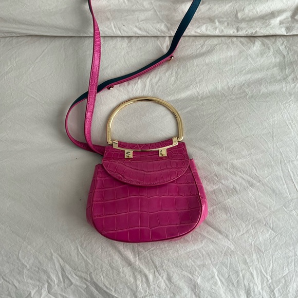Bags | Vibrant Pink Mini Bag With Gold Handle And Pink Crocodile ...